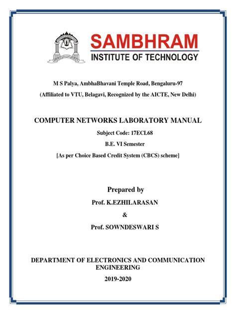 Computer Networks Lab Manual 17ecl68 Pdf Osi Model Internet Protocol Suite
