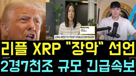 리플 코인 리플 Xrp 사장 모니카롱 긴급발표 2경 7000조원 규모 커스터디 시장 선점 그리고 장악한다 Youtube