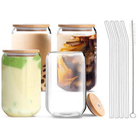 리드 및 빨대 투명 맥주 캔 커피 컵 콜드 와인 콜라 16oz 재사용 가능한 음료 잔 텀블러 여행 사무실 가정용 Aliexpress