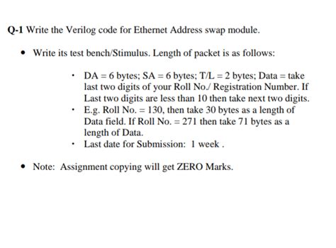 solved q 1 write the verilog code for ethernet address swap