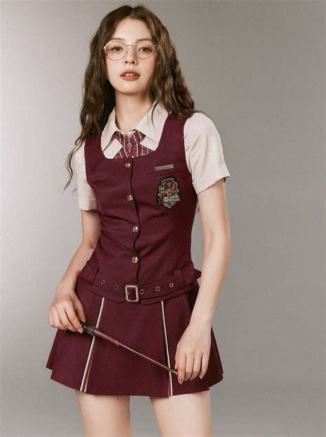 V넥 칼리지 서스 스커트 원포인트 쇼트 셔츠 청소년 여자 패션 민소매 드레스 의상 코디