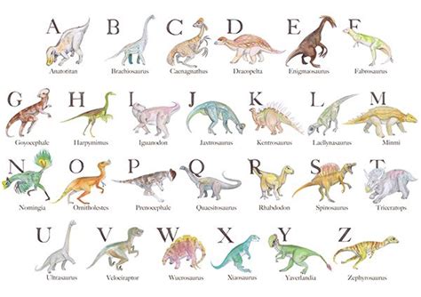 A Poster Designed To Teach The Alphabet Through Dinosaursdinosaur