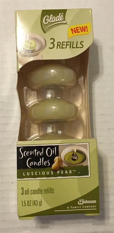 Glade Scented Oil Candle Refills Luscious Pear 3 Candles For Sale