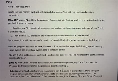 solved part 3 [step 1] process p1 c create two files