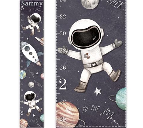Space Growth Chart Solar System Growth Chart Rocket Ship Etsy