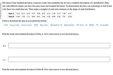 Solved The mean xˉ and standard deviation s measure center Chegg com