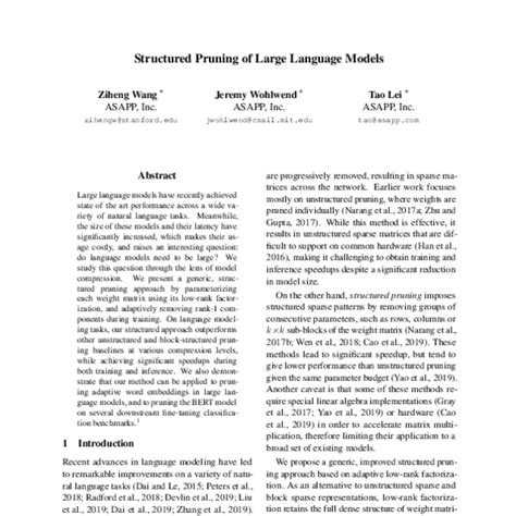 Structured Pruning Of Large Language Models Acl Anthology