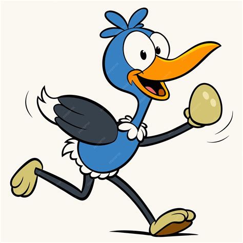 Premium Vector A Cartoon Drawing Of A Bird Running With An Egg In It