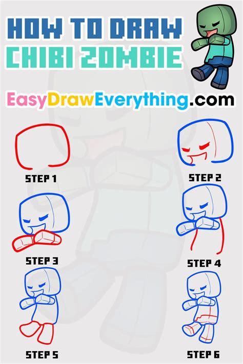 How To Draw A Chibi Zombie From Minecraft Zombie Drawings Drawings Chibi