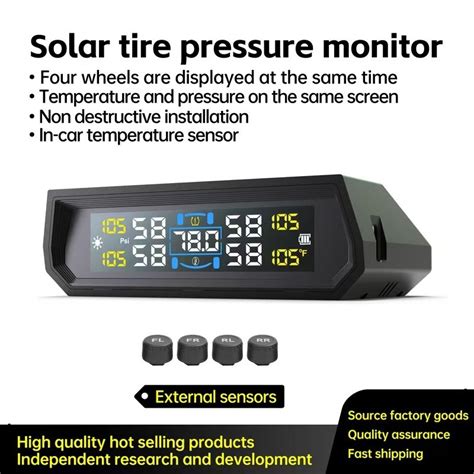 Tpms Wireless Tire Pressure Monitoring System Second Generation Solar Car Tyre Pressure Alarm