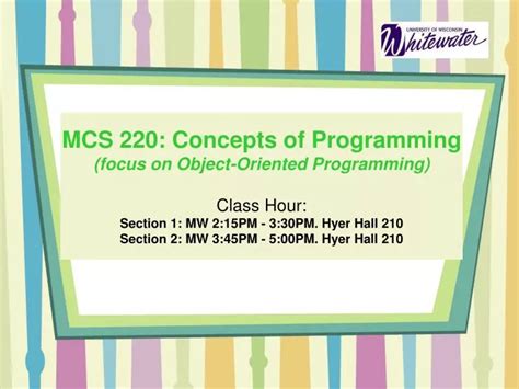 Ppt Mcs 220 Concepts Of Programming Focus On Object Oriented