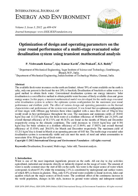 Pdf Optimization Of Design And Operating Parameters On The Year Round Performance Of A Multi