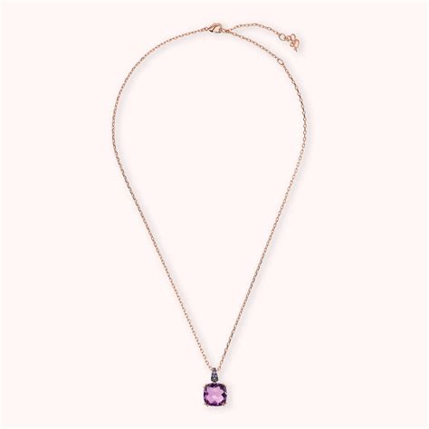 Necklace With Square Prisma Gem And Pavé Bronzallure