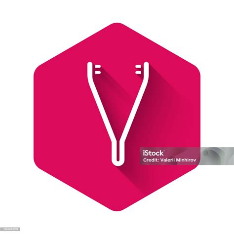 긴 그림자로 분리 된 화이트 의료 핀셋 아이콘입니다 의학 및 건강 해부학 핀셋 분홍색 육각 버튼 벡터 일러스트레이션 갈고리 발톱에 대한 스톡 벡터 아트 및 기타 이미지