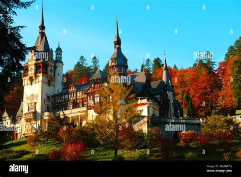 The Beautiful Peles Castle Castelul Peles In Sinaia Romania With