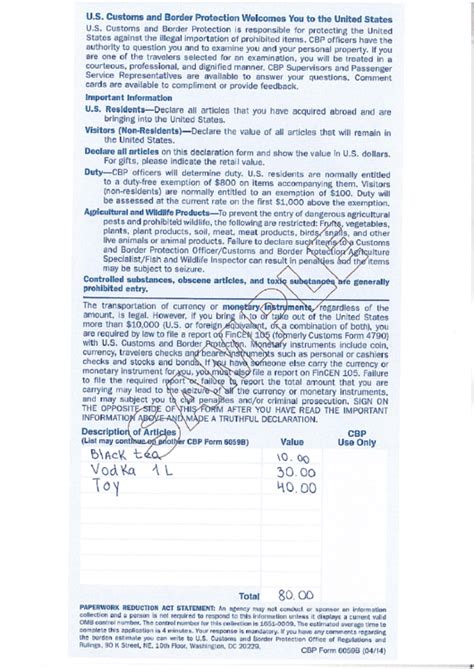 Top Cbp Form 6059b Customs Declaration Templates Free To Download In Pdf Format