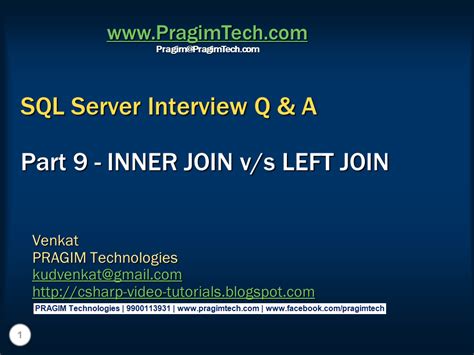 Sql Server Net And C Video Tutorial Part 9 Difference Between Inner Join And Left Join