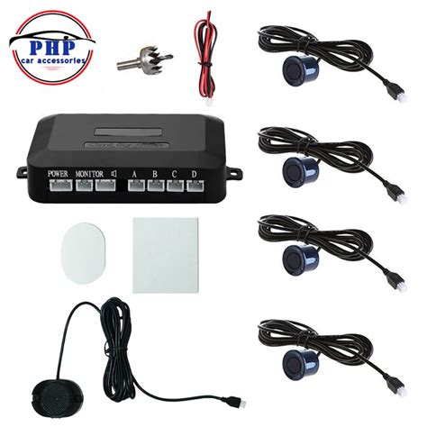 4 Eye Car Parking Sensor Kit Reverse Backup Radar Sound Alarm Indicator Probe System Alarm