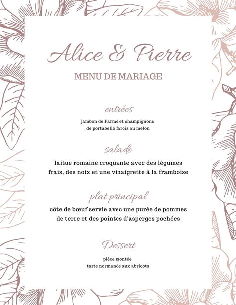 Menus De Mariage Les Plus Beaux Modèles Du Web Canva