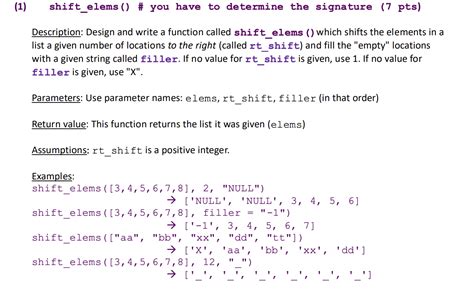 Solved 1 Shift Elems You Have To Determine The Chegg Com