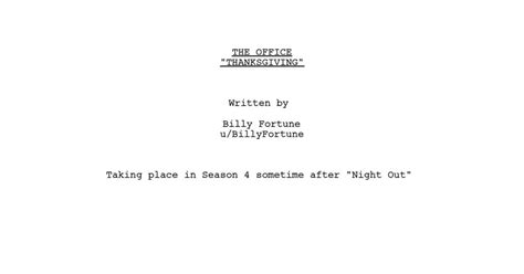 The Office Thanksgiving Full Script R Redditwritestheoffice