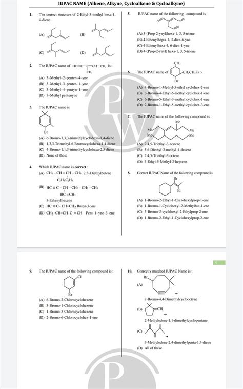 Iupac Name Alkene Alkyne Cycloalkene And Cycloalkyne Filo