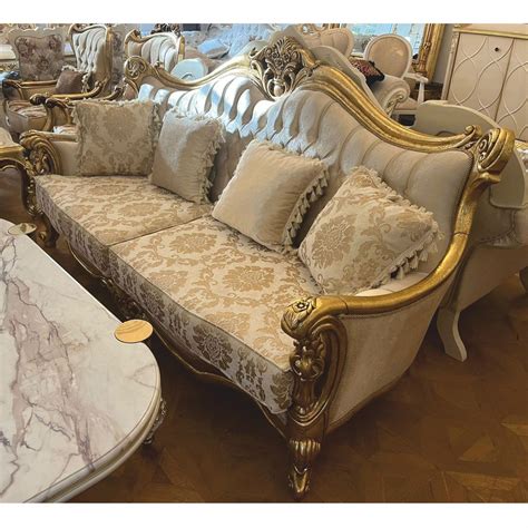 Casa Padrino Luxury Baroque Living Room Sofa Cream Gold 220 Cm