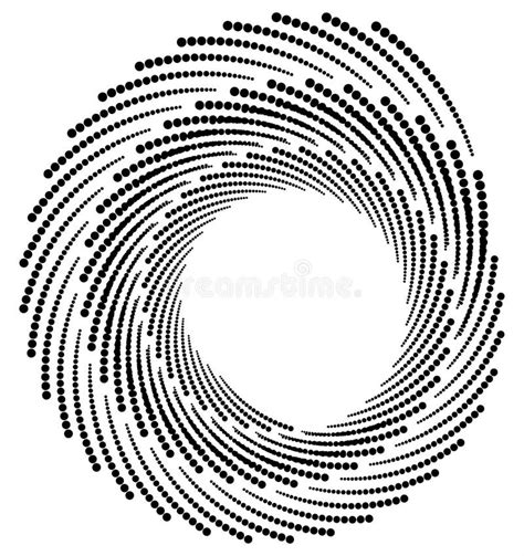 Circle Halftone Element Circular Half Tone Pattern Spiral Vortex Swirl Shape Stock Vector