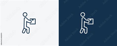 Stick Man With Box Icon Outline Stick Man With Box Icon From Behavior And Action Collection