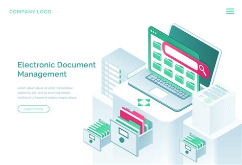 Electronic Documents Management Isometric Landing 15117550 Vector Art