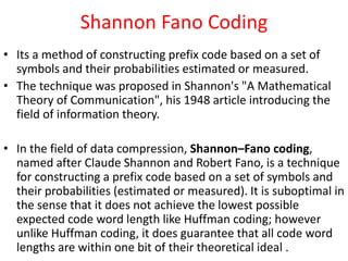 Data Communication Computer Network Shanon Fano Coding PPT