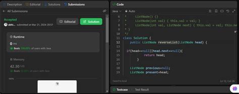 abhishek vishwakarma on linkedin 30th day 101 day coding challenge question 49 reverse linked…