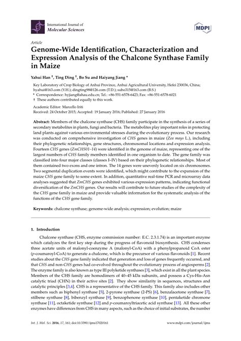 Pdf Genome Wide Identification Characterization And Expression Analysis Of The Chalcone