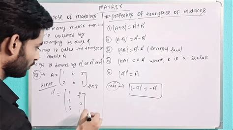 Transpose And Its Properties🔥matrixjee Mains 2025prabhakar Jha Youtube