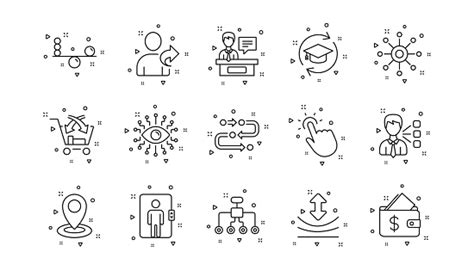 인공 지능 균형 및 친구 라인 아이콘을 참조합니다 타임 라인 선형 아이콘 세트입니다 벡터 0명에 대한 스톡 벡터 아트 및 기타 이미지 Istock