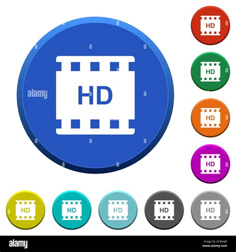 Hd Movie Format Round Color Beveled Buttons With Smooth Surfaces And