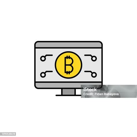 비트 코인 모니터 라인 아이콘 재무 그림 아이콘의 요소입니다 프리미엄 품질의 그래픽 디자인 아이콘입니다 웹 로고 모바일 앱 Ui