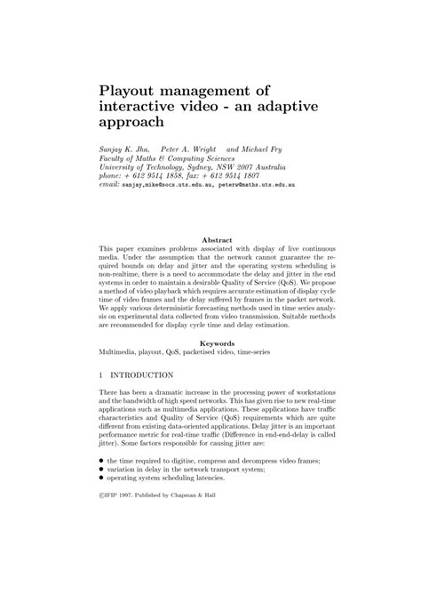 Pdf Playout Management Of Interactive Video An Adaptive Approach