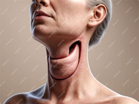 Swollen Thyroid Gland In Neck Medical Illustration Premium Ai