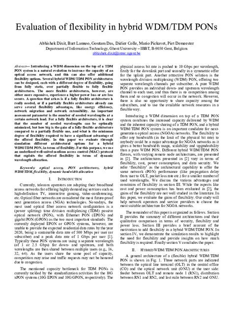 Pdf Evaluation Of Flexibility In Hybrid Wdmtdm Pons Abhishek Dixit
