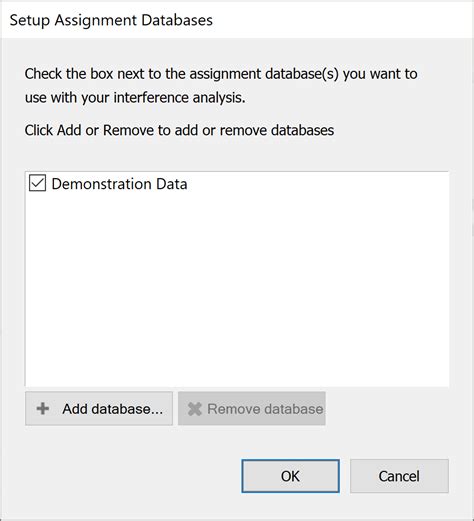 Set Up Assignment Databases Visualyse Coordinate User Guide