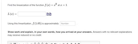 Solved Find The Linearization Of The Function F X X9 At