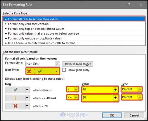Excel Conditional Formatting Icon Sets Based On Percentage