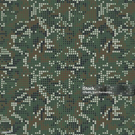 벡터 디지털 위장 의류 프린트를 위한 그린 하프톤 도트 디자인 스타일 매끄러운 카모 패턴 물방울 무늬 모양의 밀리터리 텍스처