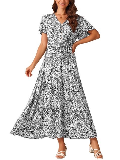 Inspire Chic Womens Summer Dresses Casual V Neck Split Hem Short