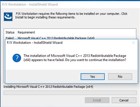 The Installation Of Microsoft Visual C 2013 Redistributable Package