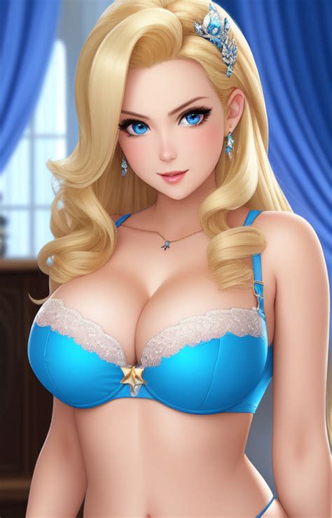 Rule 34 Ai Generated Blonde Female Blonde Hair Blue Eyes Bra Breasts