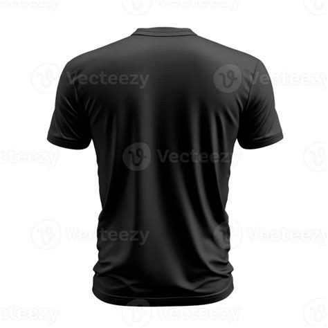 Back View Of Black Plain T Shirt Mockup 51718052 Png