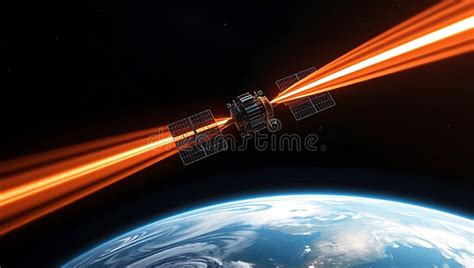 Satellite Transmitting Data Over Earth Stock Illustration