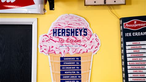 Hersheys Ice Cream Single Sided Embossed Tin Menu Sign For Sale At
